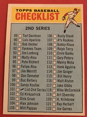 1966 Topps Baseball #101 2nd Second Series Checklist | eBay