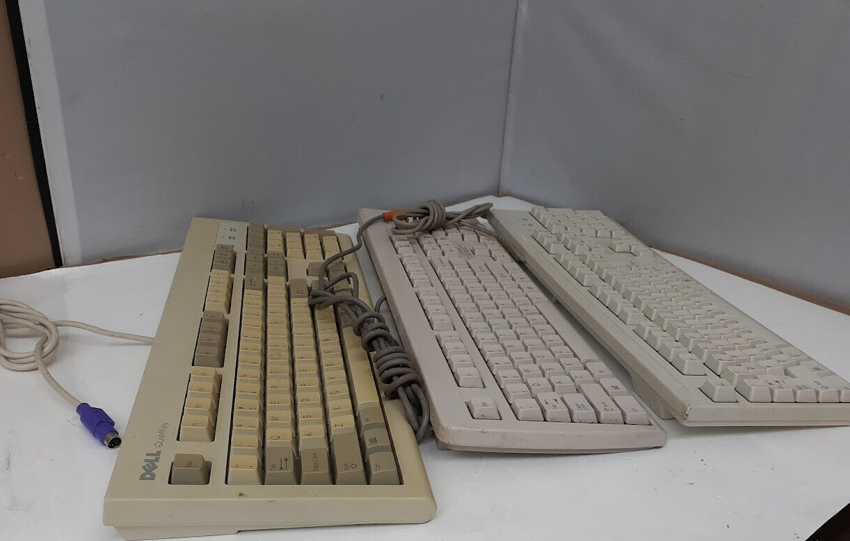Lot of 3 Vintage (DELL, Compaq and Mitsumi) ps/2 Keyboard - working and ...