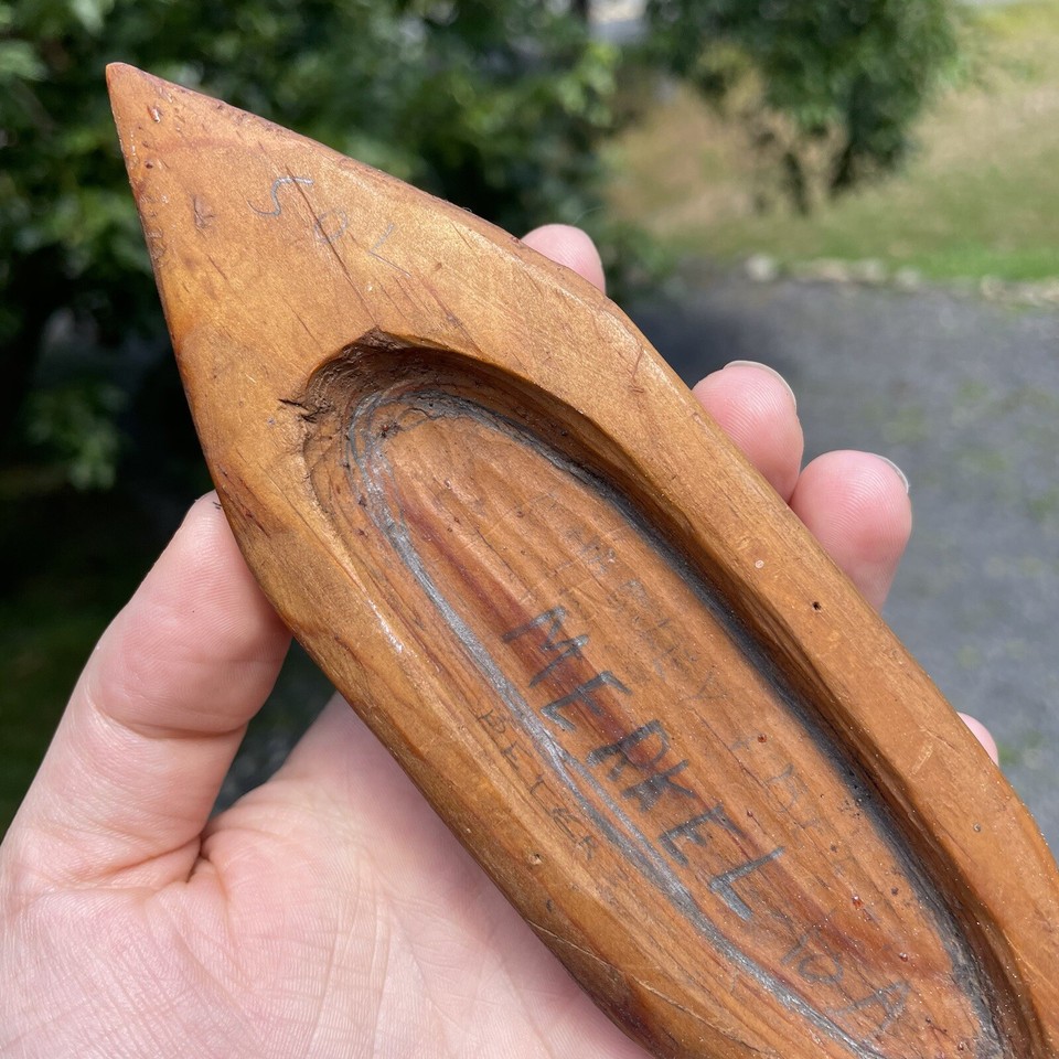 Vintage Folk Art Hand Carved Canoe Boat River Wooden Camp Cabin Decor ...