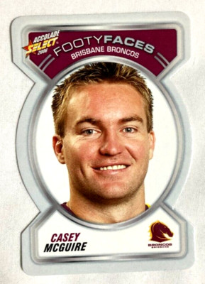 2006 NRL Accolade Footy Faces FF10 Casey McGuire Brisbane Broncos ...