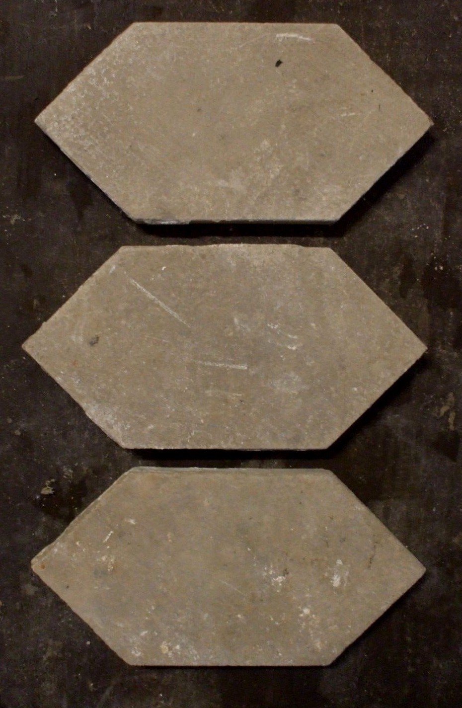 Antique Victorian Hall Floor Tile Taupe Dark Stone Hexagon Lozenge 6"x3 ...