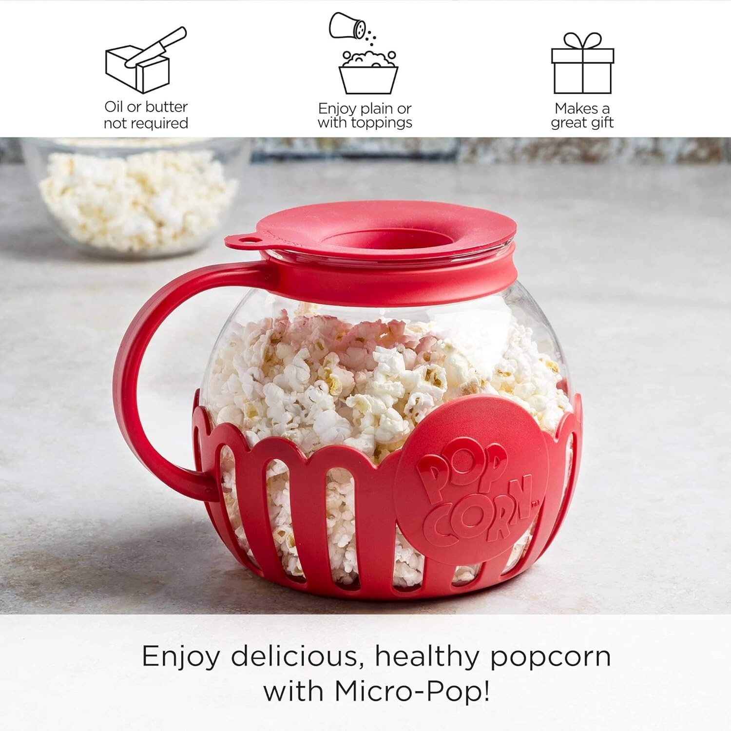 Effortless Gourmet Popcorn: BPA-Free 3-Quart Glass Popper with Melting ...