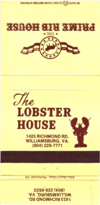 Williamsburg Virginia The Lobster House Prime Rib House Vintage ...