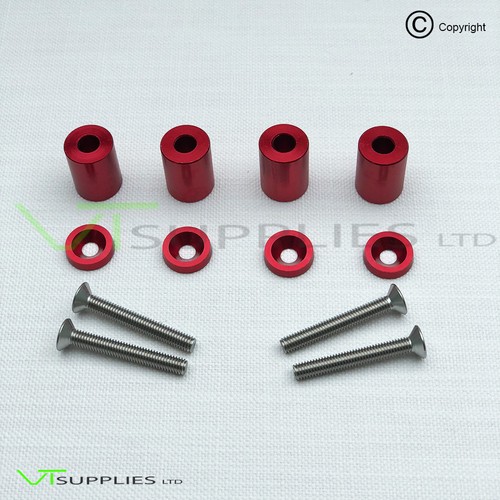 Red Car Bonnet Spacers Vent Aluminium Universal Hood Riser Kit Drift ...