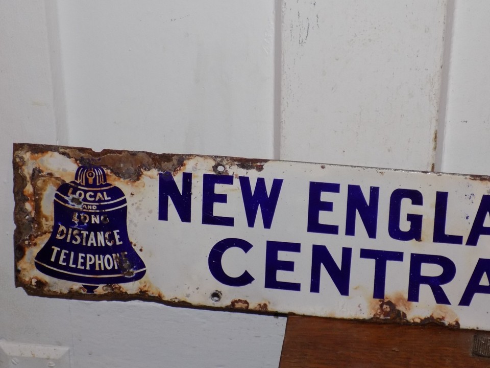 Vintage New England Telephone Central Office Porcelain Sign | eBay