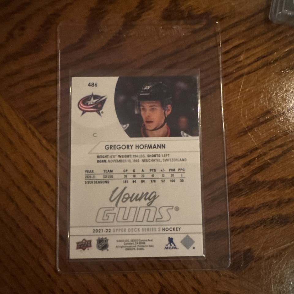 2021-22 Upper Deck Series 2 Gregory Hoffman Young Guns Rookie RC #486 ...