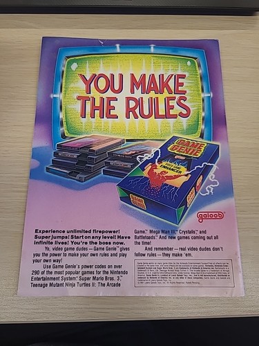 Game Genie Print Ad 1992 You Make The Rules 8x11 | eBay
