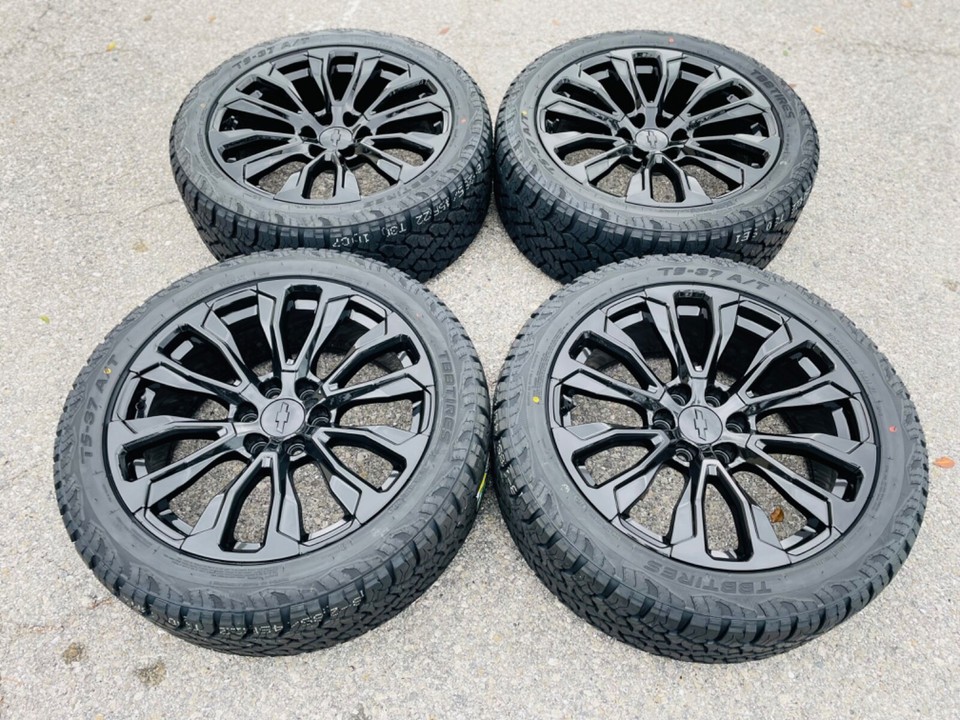 22" Black Chevy Silverado Trail Boss Wheels Rims Tires Factory Style ...