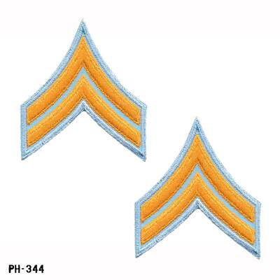 Corporal Chevron Sleeve Patches, Pair ~ Blue & Yellow ~ NEW Gemsco USA ...