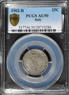1902 R Italy 25 Centesimi, PCGS AU 50 | eBay