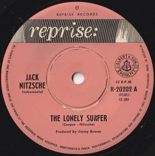 JACK NITZSCHE 45: THE LONELY SURFER/SONG 4 SUM AUSSIE REPRISE 20202 EX+ ...