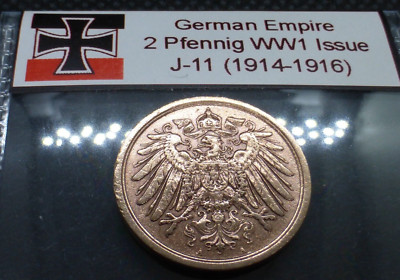 German Empire Copper Coin - 2 Pfennig WW1 Issue 1914-1916 Reich Rare ...