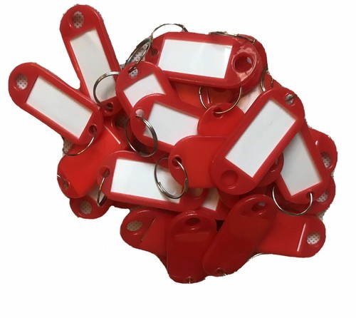 25 x Key Tags FOB Tag Ring Plastic Name Label Holder Office Lock ...