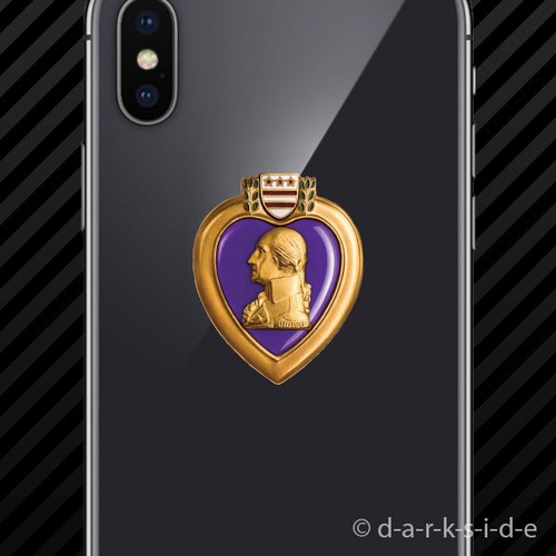 (2x) Purple Heart Cell Phone Sticker Mobile military decoration us ...