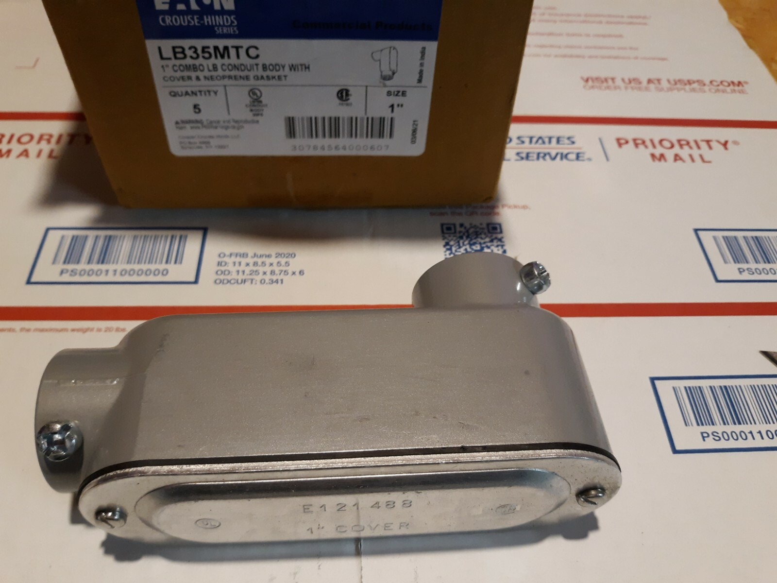 EATON LB35MTC 1-inch COMBO LB CONDUIT BODY w/ Cover and Gasket "Box of ...