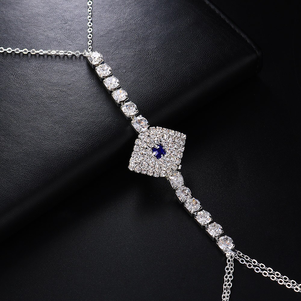 Women Chest Necklace Rhinestone Devil's Eye Waist Body chain Fashion ...