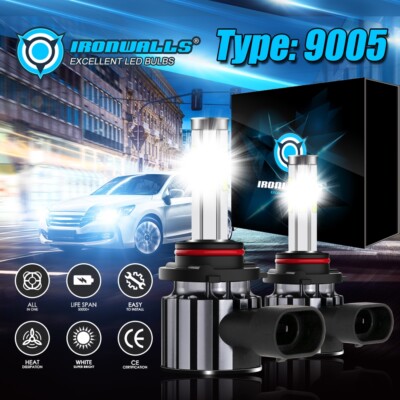 6sides 9005 LED Headlight Super Bright Bulbs Kit White 6000K 1000000LM ...
