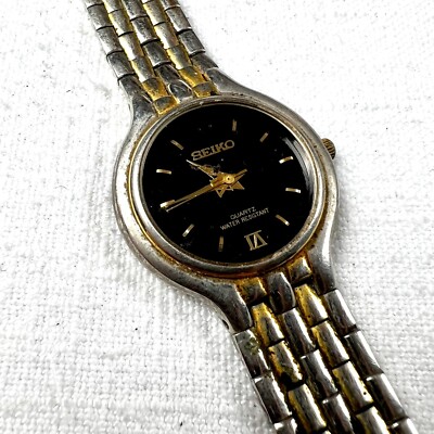 Seiko Ladies Automatic Black Dial Gold Tone v701-1k03 Watch NEEDS ...