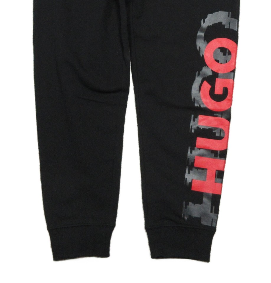 Hugo Boss Red Label Men's Black Darlowe Logo Graphic Print Terry Jogger ...