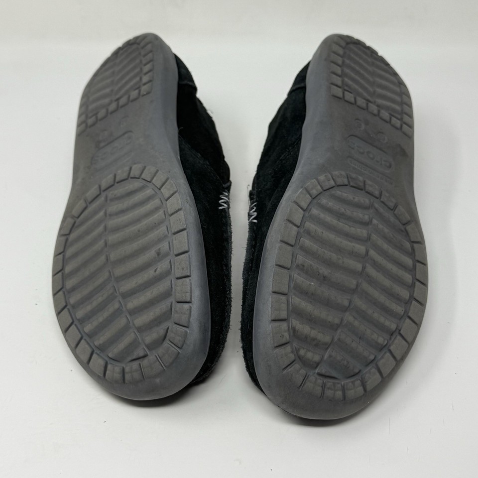 Crocs Santa Cruz Shoes Mens 8 Black Suede Slip On Loafers Comfort ...
