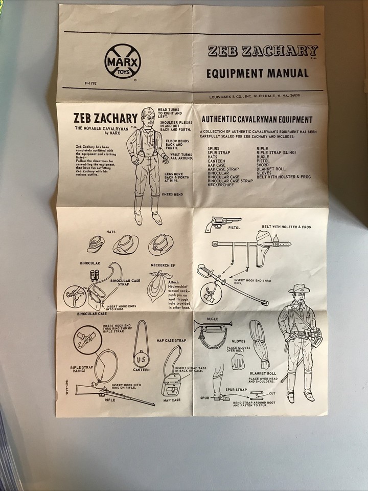 1967 Marx Johnny West Fort Apache Fighters Zeb Zachary Figure Original ...