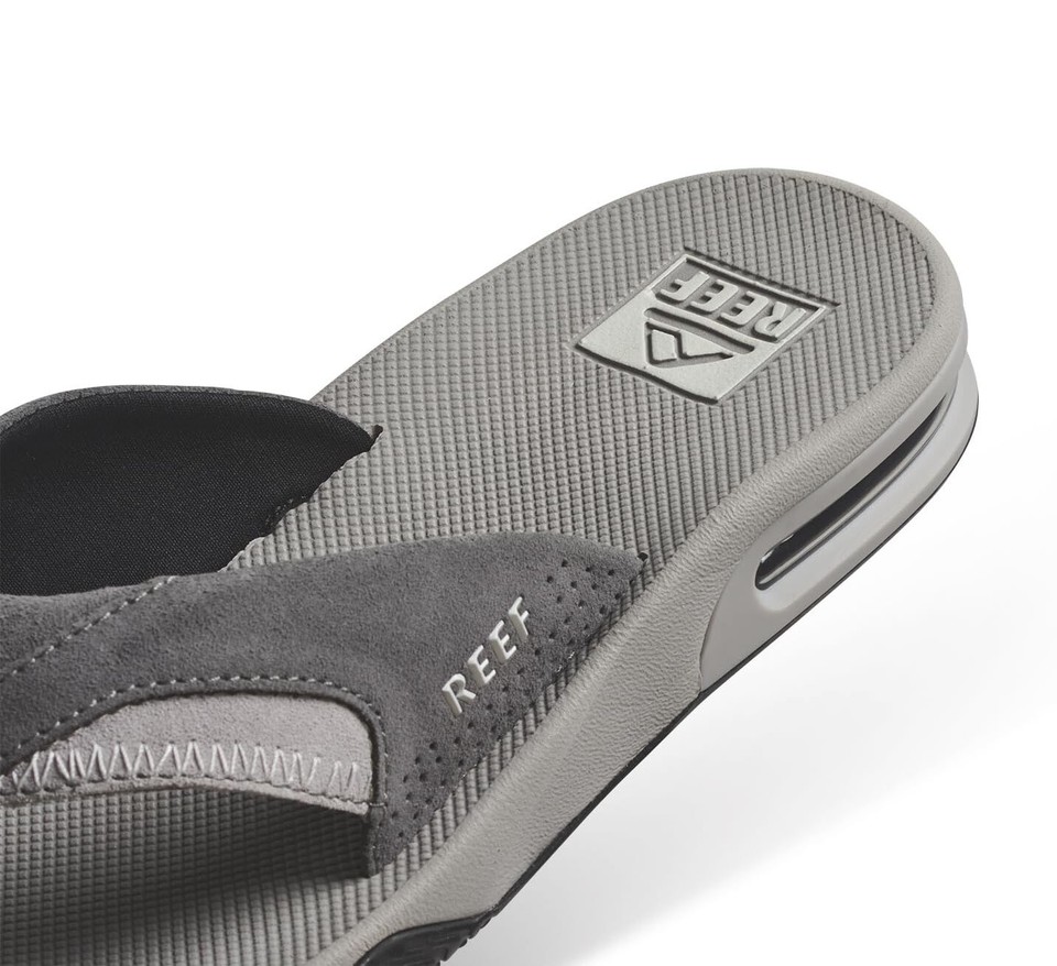 REEF FANNING GREY SUEDE/BLACK GRAY FLIP FLOPS THONG SANDALS BEACH US ...