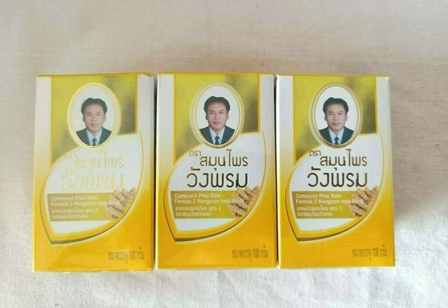 12 X 100g Wangphrom Wang Prom Original Thai Herbal Massage Yellow Balm ...