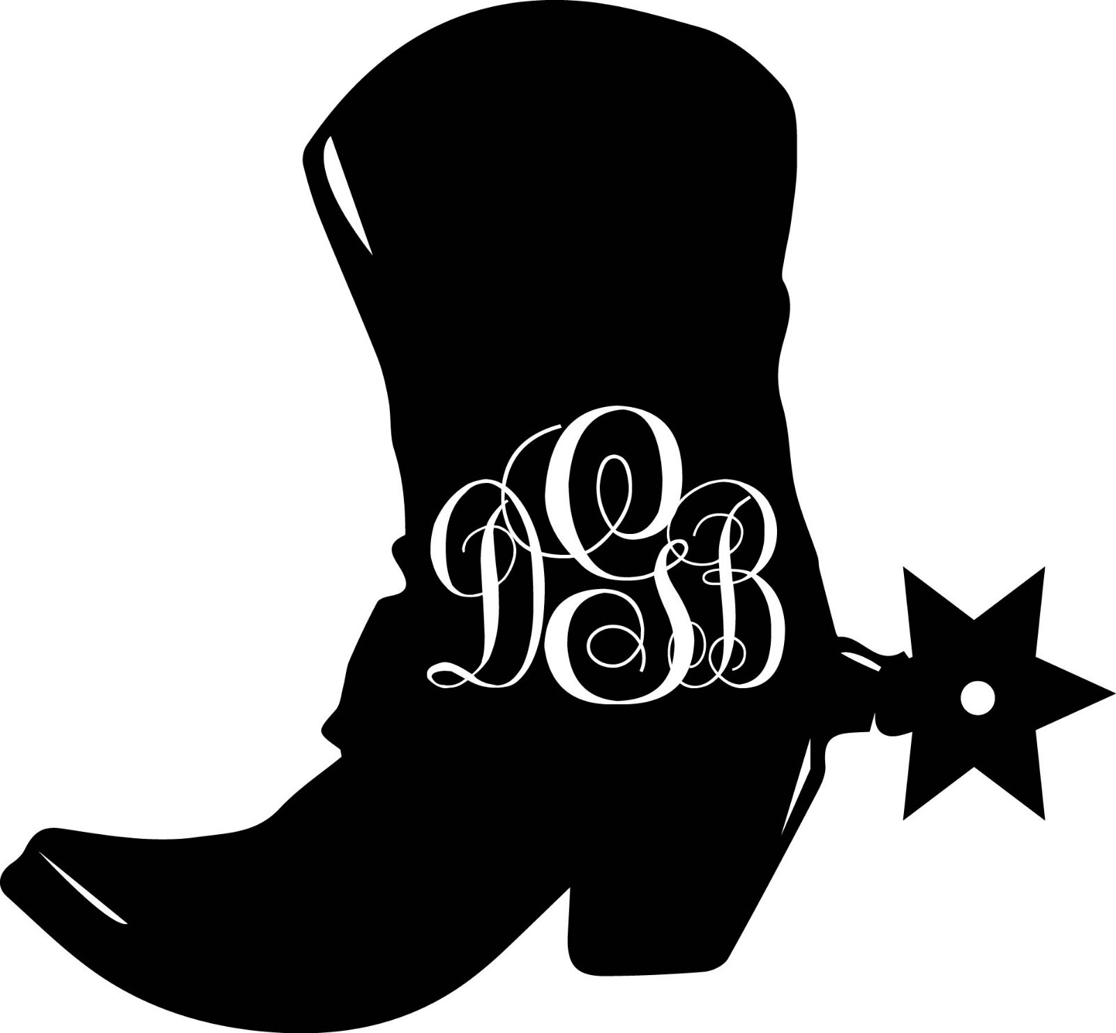 Cowboy Boot Monogram initials Decal Sticker for Car Truck Laptop Window ...
