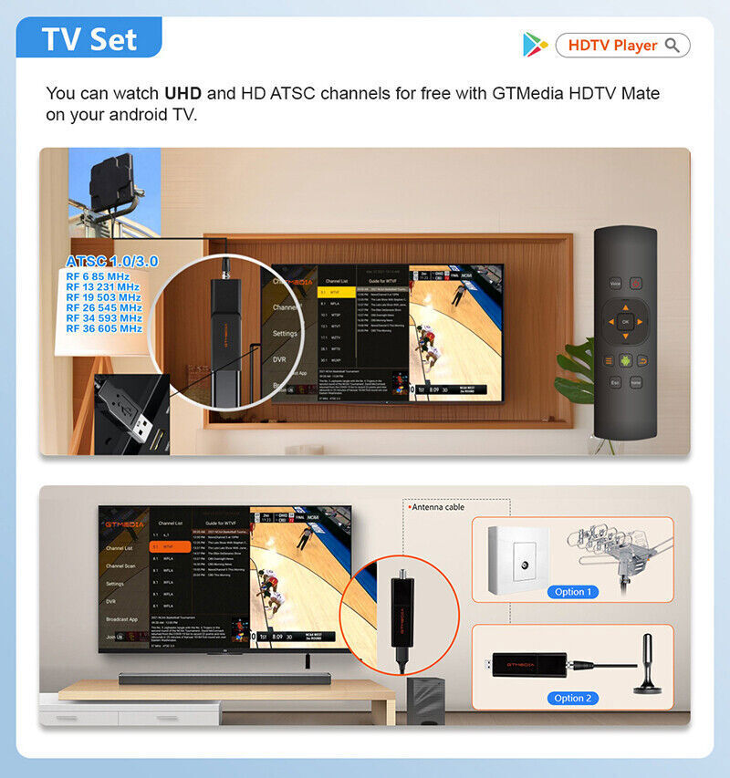 4K UHD TV Tuner ATSC 3.0/1.0 TF USB DVR PVR HDTV Digital TV Receiver ...