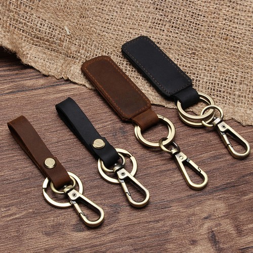 Metal Leather Key Chain Men Creative Ring Keyfob Car Home Keyring ...