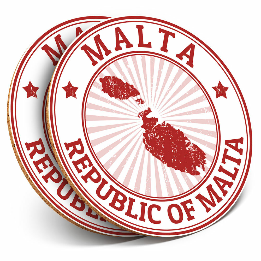 2 x Coasters - Republic of Malta Map Sign Home Gift #4713 | eBay UK