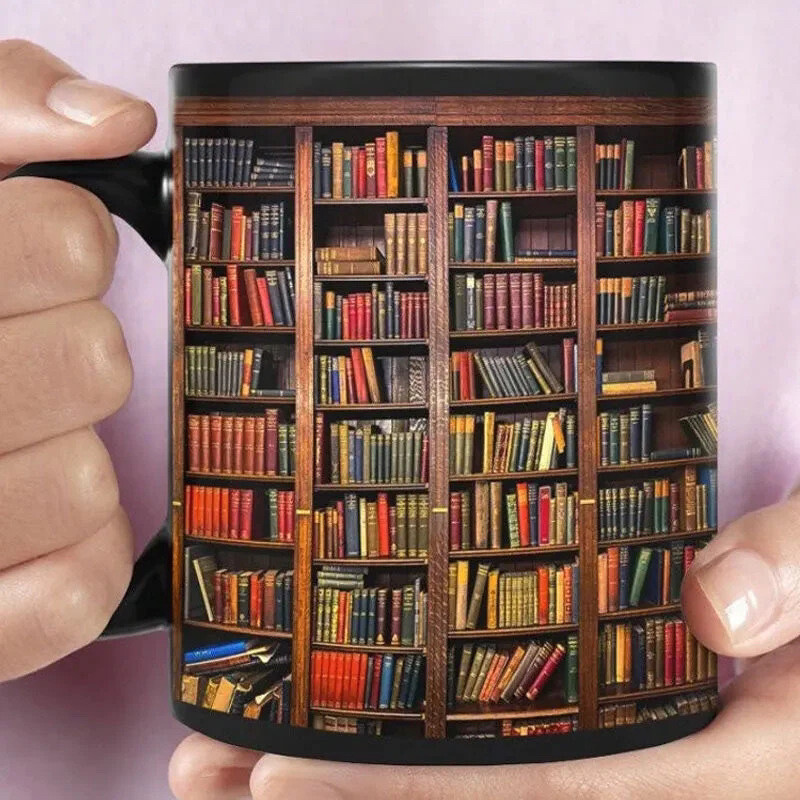 2024 3D Bookshelf Mug-Library Book Shelf Mugs Book Lover Ceramic Mug ...