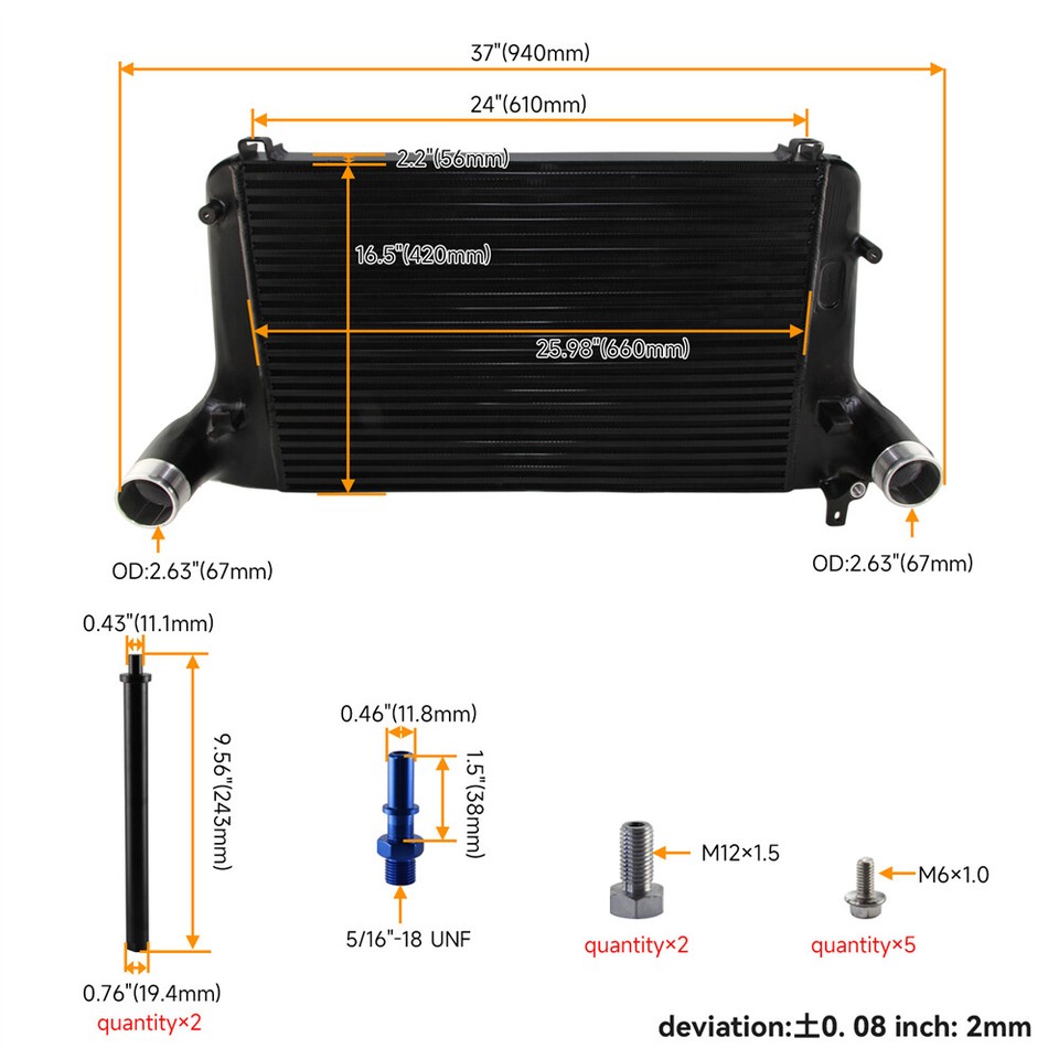 Black Performance Uprated Front Mount Intercooler For 2020-2023 Ford ...