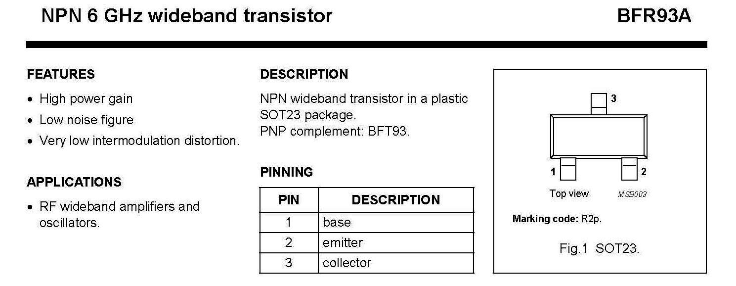 10 Stück BFR93A SMD HF-Bipolartransistor, NPN, 12V, 0,05A, 0,2W, SOT-23 ...