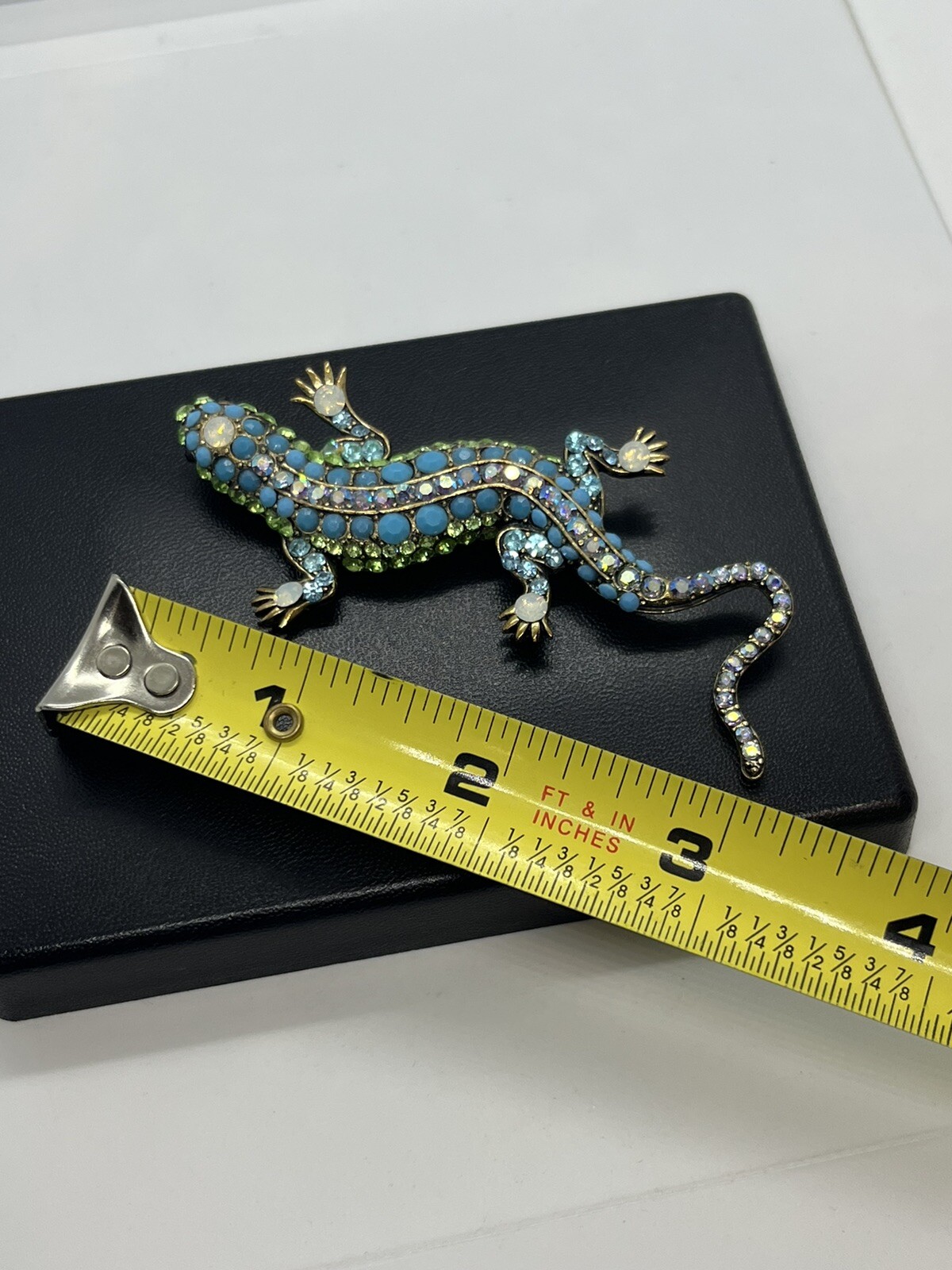 Vintage rhinestone lizard gecko reptile brooch pin au… - Gem