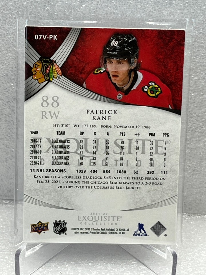 2021-22 Exquisite Collection '07-08 Retro #07VPK Patrick Kane | eBay