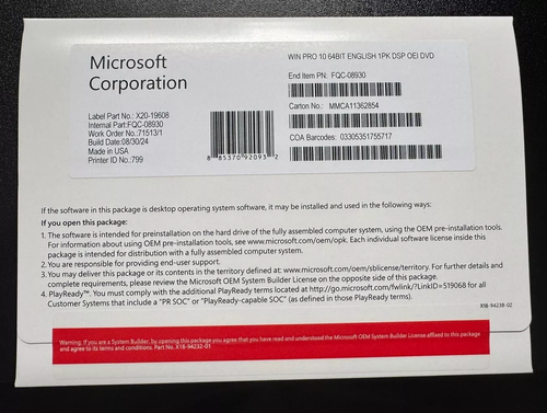 Windows 10 Pro 64-Bit DVD + Genuine License Key-Factory Sealed | eBay