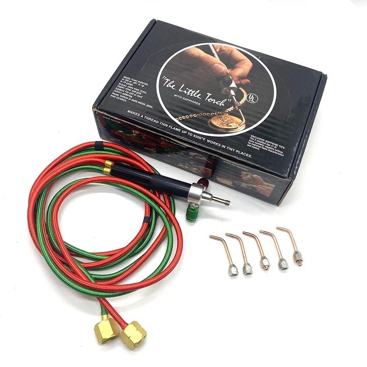 Jewelry Micro Welding Soldering Mini Oxy acetyle Gas Torch Set w/5 Tips ...