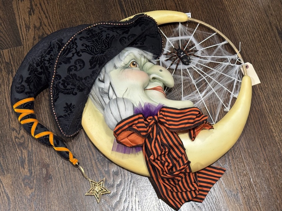 Grandin Road Enchanted Witch Moon Halloween Wreath RARE | eBay