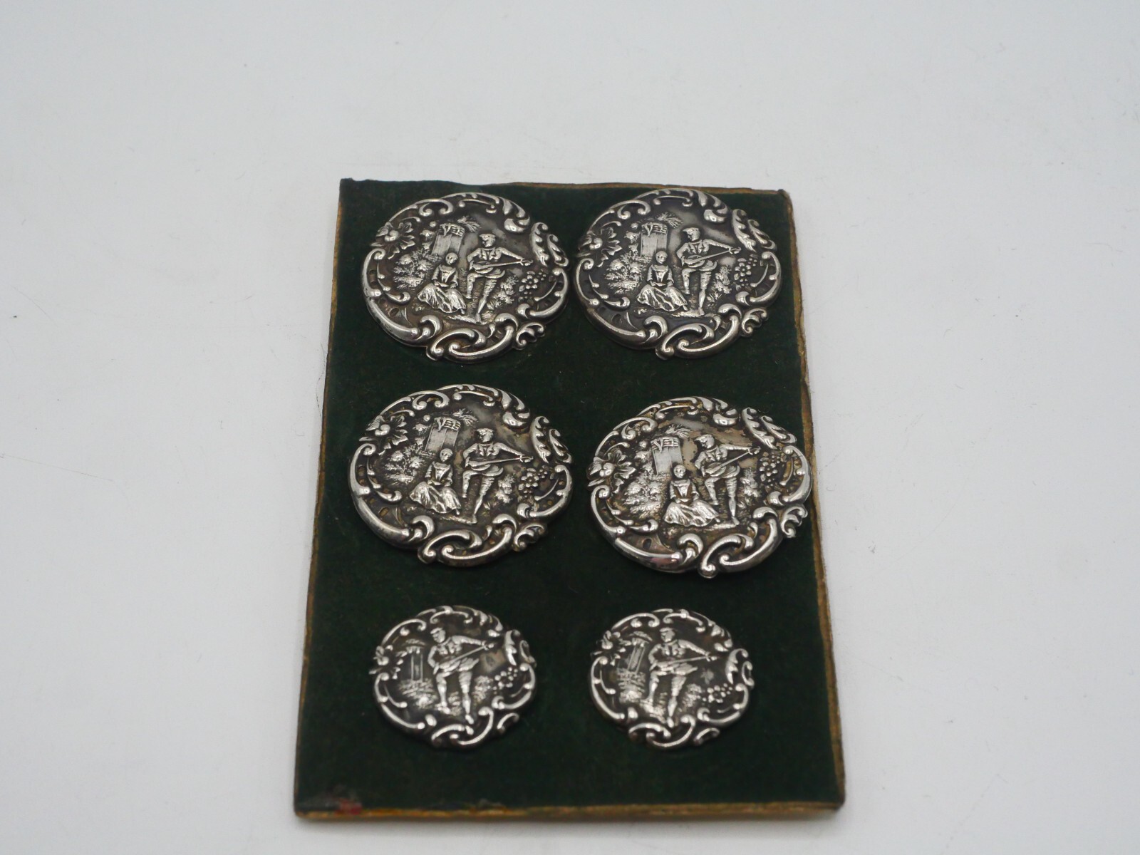 RARE SET OF 6 ENGLAND BIRMINGHAM 1901 STYLE 18 EME SOLID SILVER BUTTONS ...