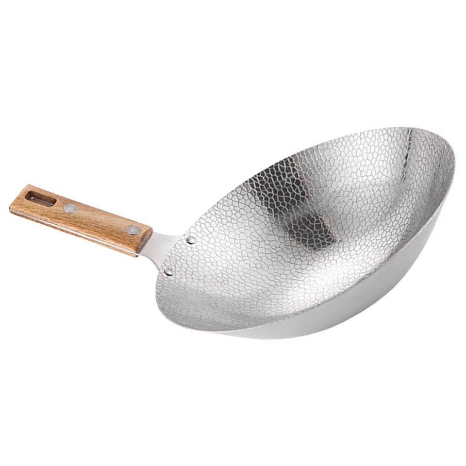 Stir-fried Pork Pot Chinese Wok Small Stainless Steel Frying Pan | eBay UK