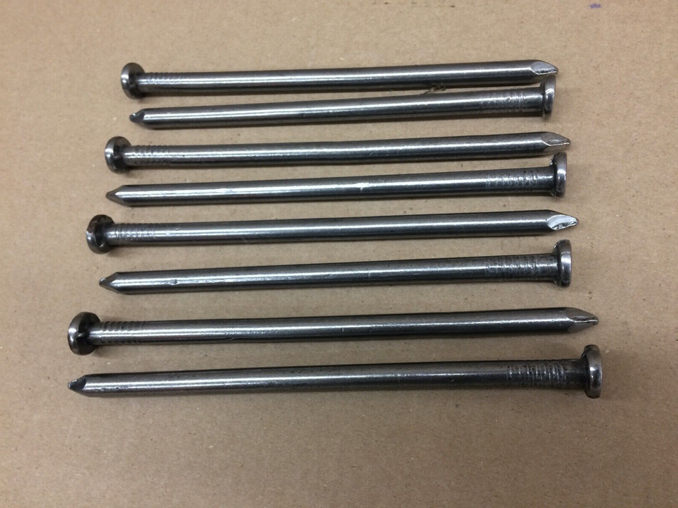 Eight (8) NEW 8" x 3/8" Big Steel Spike Nails Smooth Large Steel Nails ...