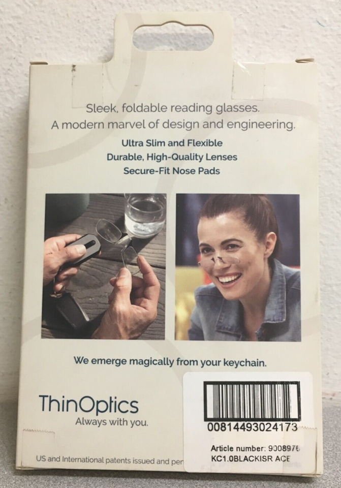 ThinOptics KC1.0BLACKISR Always With You Reading Glasses w/Keychain Case +1.00 | eBay