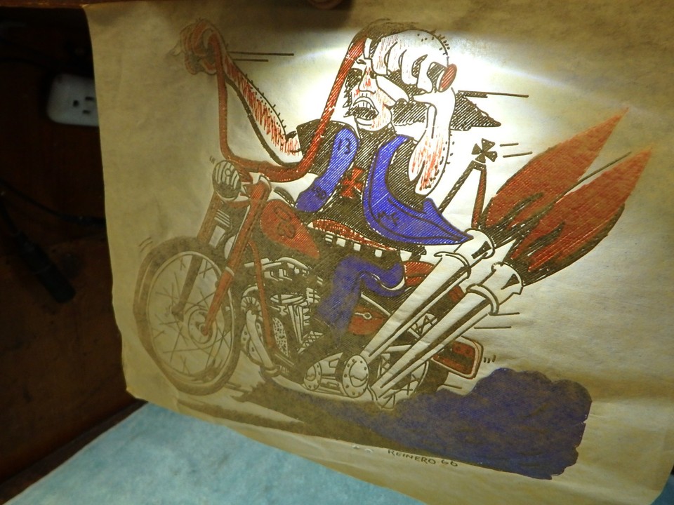 Chopper MOTORCYCLE VINTAGE 1970's BIKER IRON ON HEAT TRANSFER Harley ...