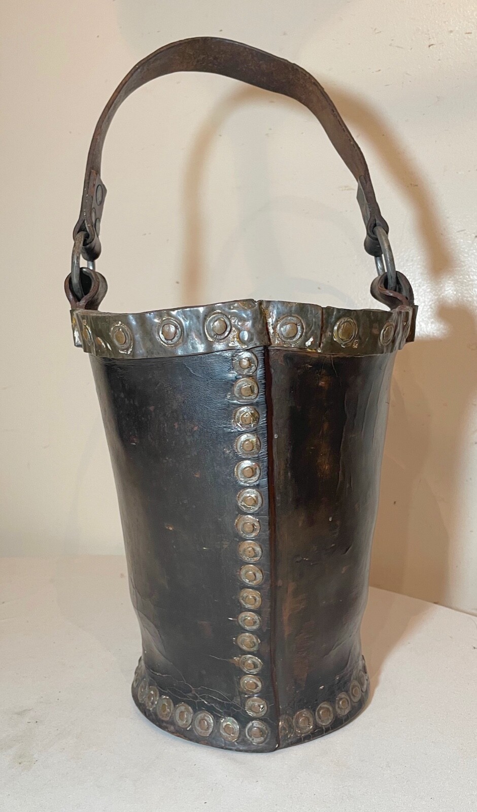 rare antique 1700's handmade copper riveted leather English fire ...