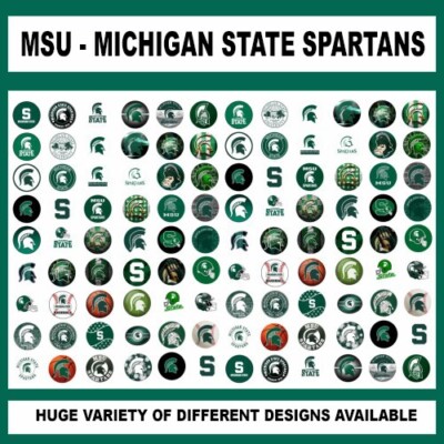 100 Precut COLLEGE MICHIGAN STATE SPARTANS BOTTLE CAP CHARM TRAY IMAGES ...