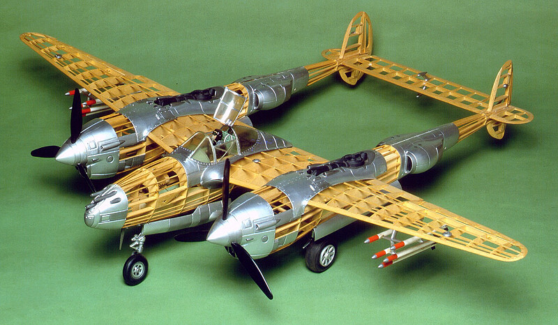 Guillow's Model Kits 2001 P-38 Lightning - 1:16 Scale Flying Model Kit ...