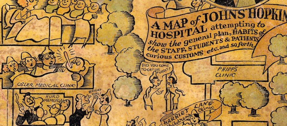 Early Pictorial Map of Johns Hopkins Hospital Wall Poster Print Decor ...