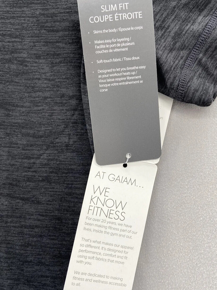 Womens+Gaiam+V+Neck+Shirt+SMALL+SLIM+FIT+Black+Stretch+Activewear+Yoga ...