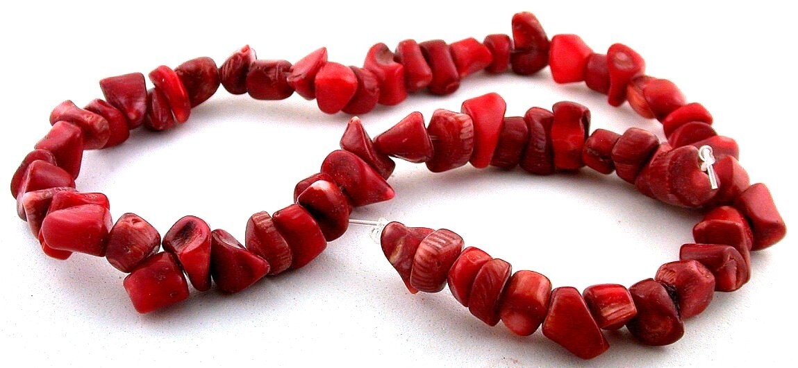2/5 To 1/2 Inch Red Natural Coral Dyed Freeform Nugget Bead 15 Inch ...